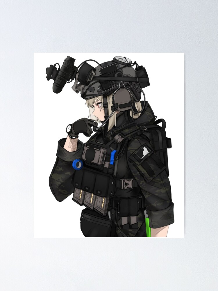 "Military Anime Girl" Poster for Sale by kittiescuties | Redbubble