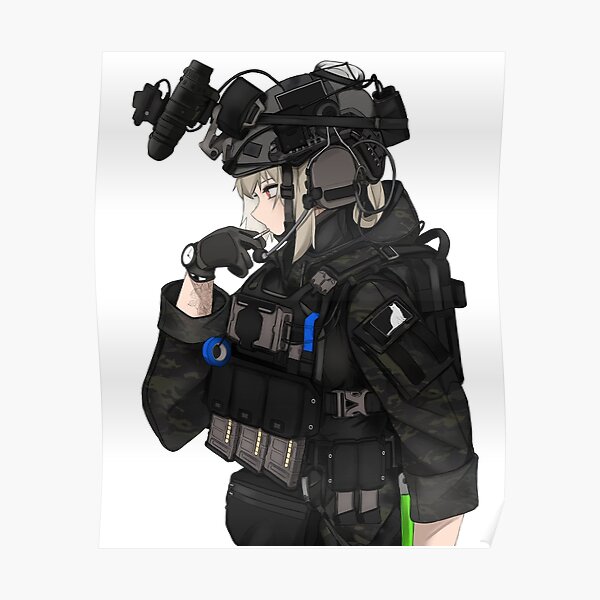 "Military Anime Girl" Poster for Sale by kittiescuties | Redbubble