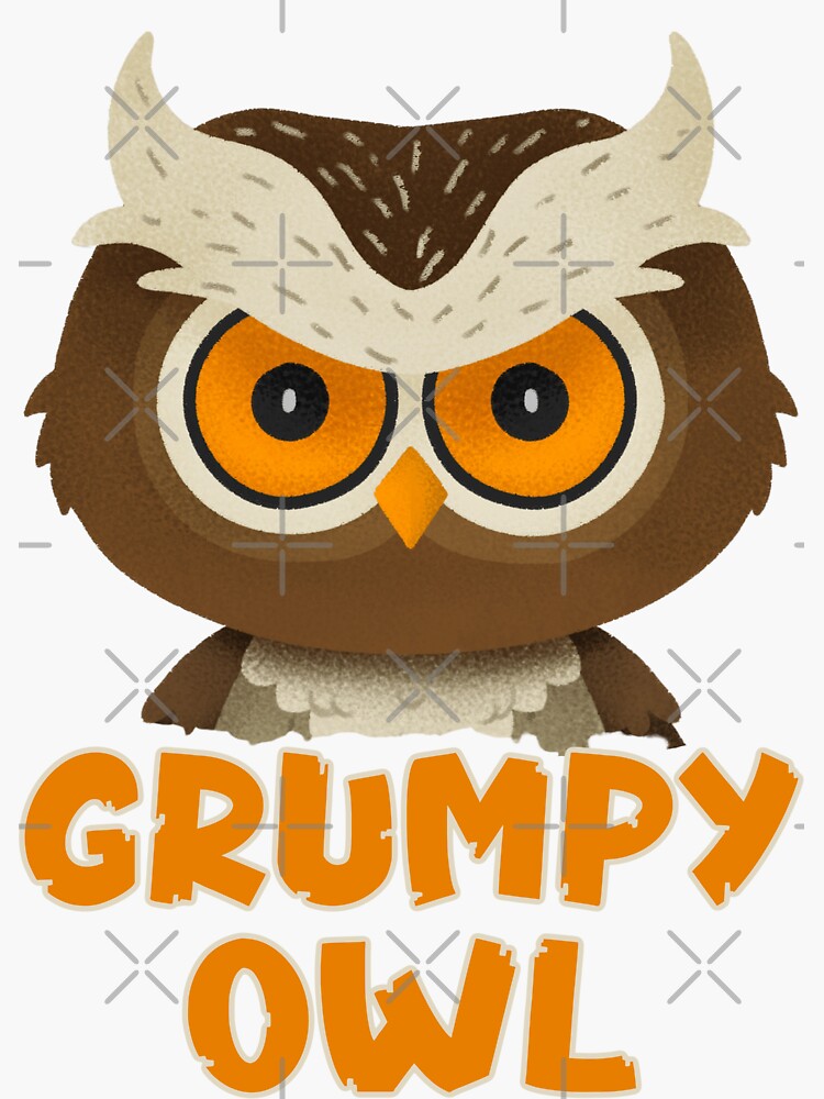 "Grumpy Owl" Sticker for Sale by TheButtonCrew | Redbubble