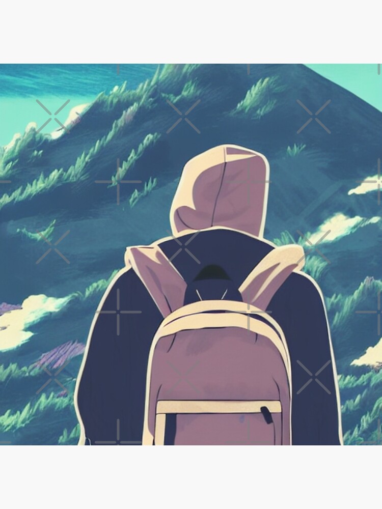 "hiking backpack | great outdoors | anime illustration" Poster for Sale ...