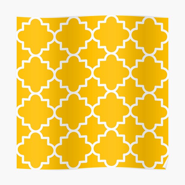"Quatrefoil-1, hot yellow and white" Poster for Sale by Slanapotam ...