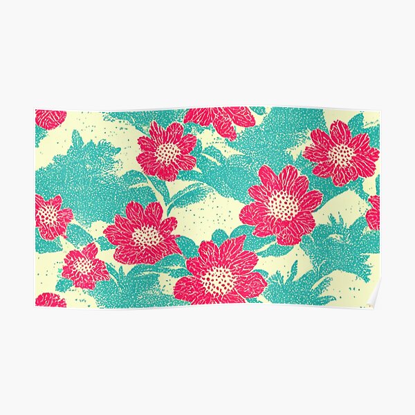 "Floral Pattern in dual tone simple design" Poster for Sale by ...