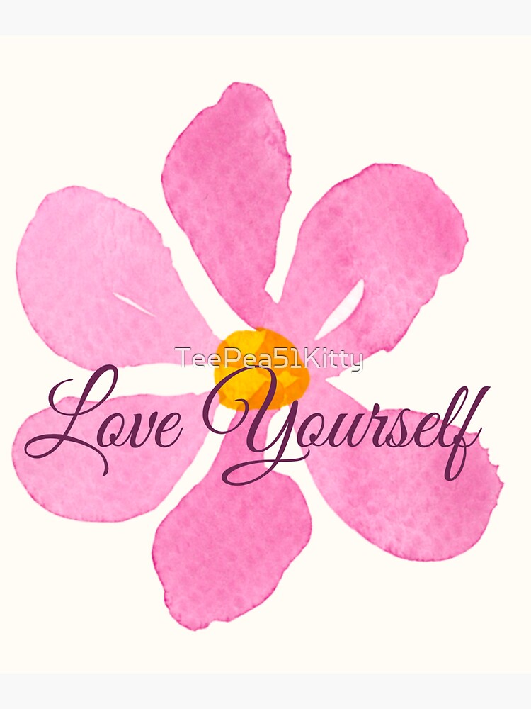"Love Yourself Pink Watercolor Flower" Sticker for Sale by ...