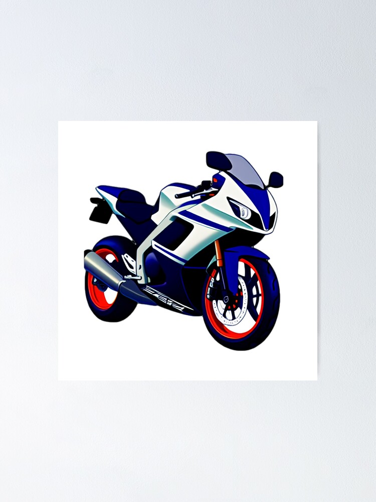 "Sportbike Motorcycle Sticker White" Poster for Sale by BAYFAIRE ...
