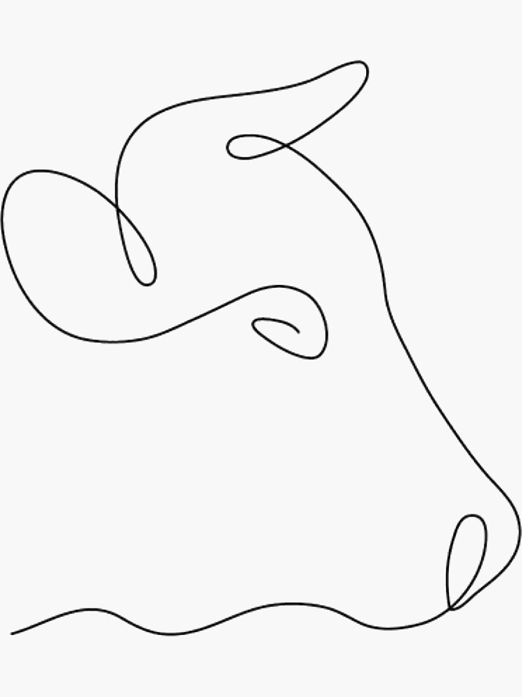 "Cow Head Linework " Sticker for Sale by Mseabro | Redbubble