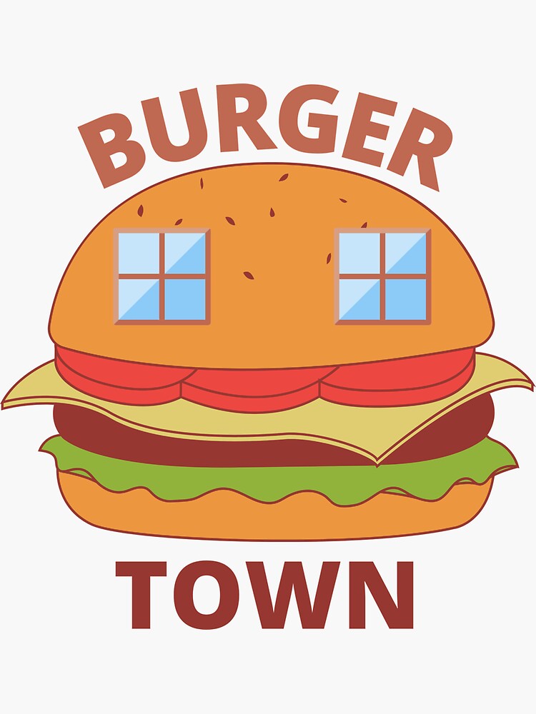 "Burger Town sticker" Sticker for Sale by Swobodzio | Redbubble