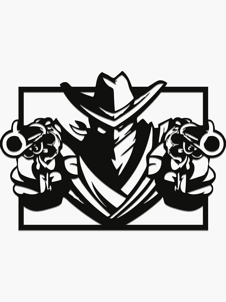 "LINE ART 010- COWBOY LINE ART" Sticker for Sale by ParadoksDesign ...