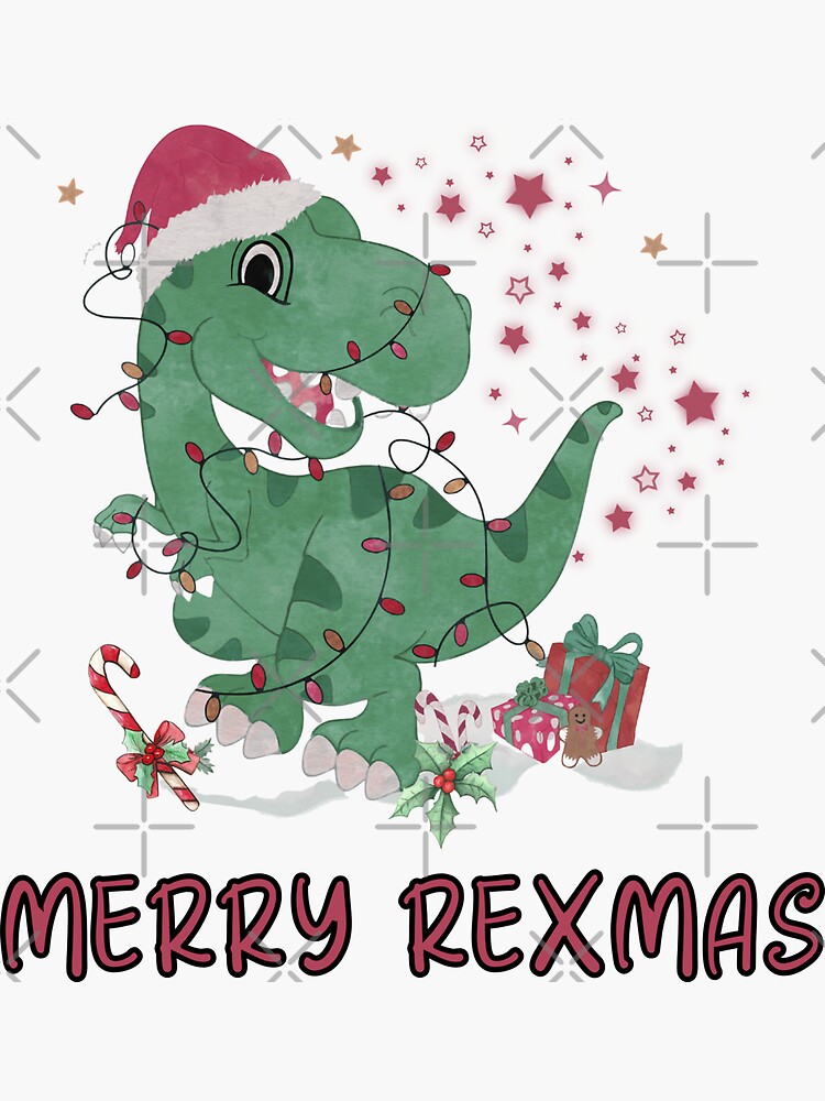 "Christmas Dinosaur Merry Rexmas" Sticker for Sale by HappyLifeCreate ...