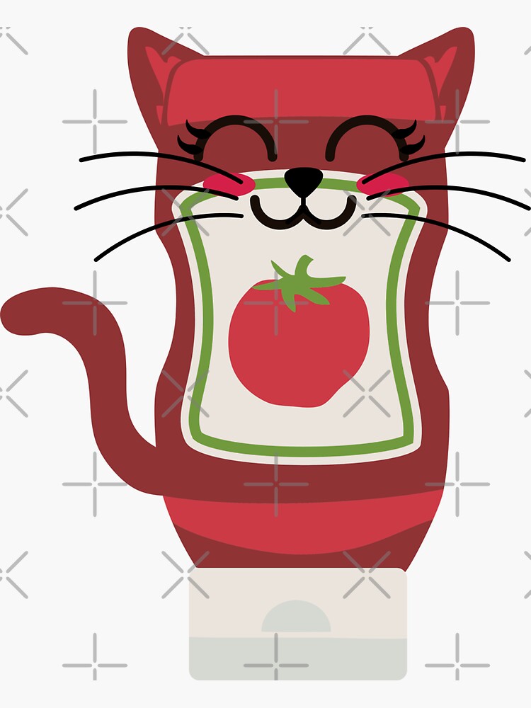 "Cat ketchup funny food" Sticker for Sale by zaphira07 | Redbubble