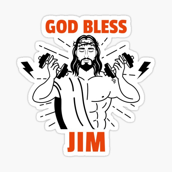 "Funny God Bless Jim Sticker | We Go Jim | Hit the Jim Gym | Funny ...