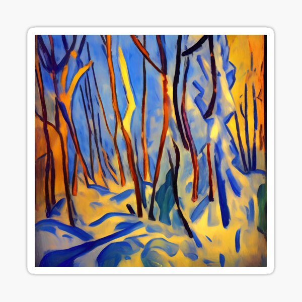 "winter trees stylized painting" Sticker for Sale by travelways | Redbubble