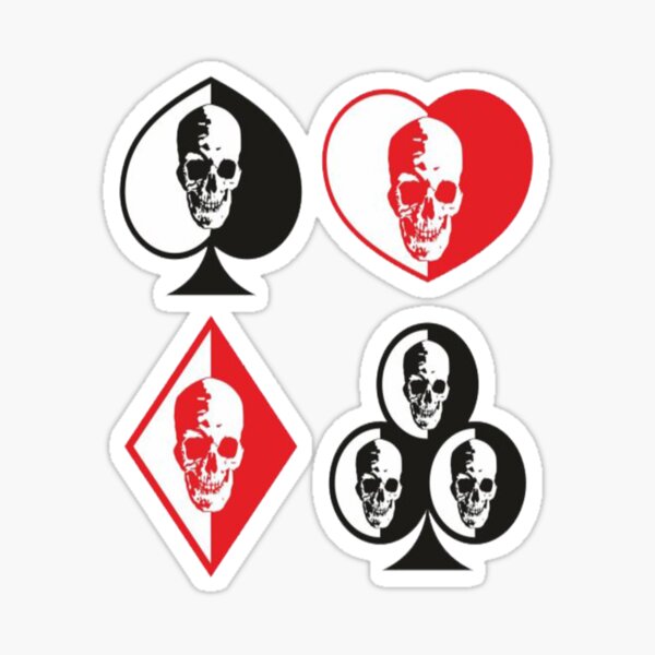 "Symbols of playing cards with the image of a human skull." Sticker for ...