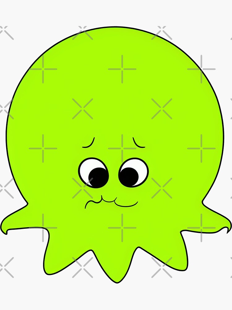 "Yellow cartoonish round octopus sad face II" Sticker for Sale by ...