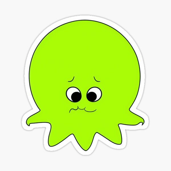 "Yellow cartoonish round octopus sad face II" Sticker for Sale by ...