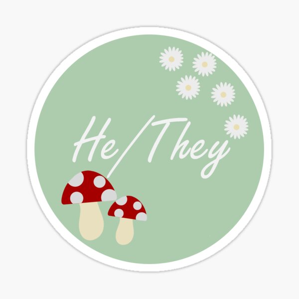 "Cottagecore Pronouns He/They" Sticker for Sale by MidnightArt0 | Redbubble