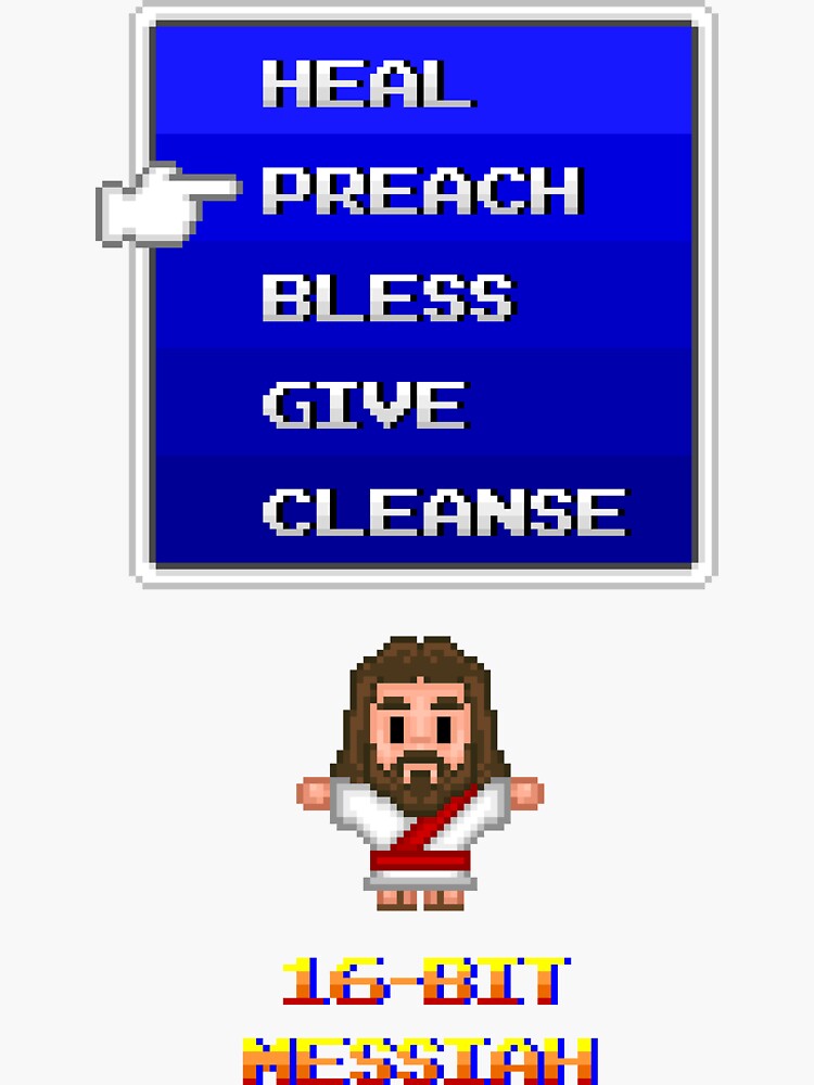 "Jesus Game Menu" Sticker for Sale by 16-Bit-Messiah | Redbubble