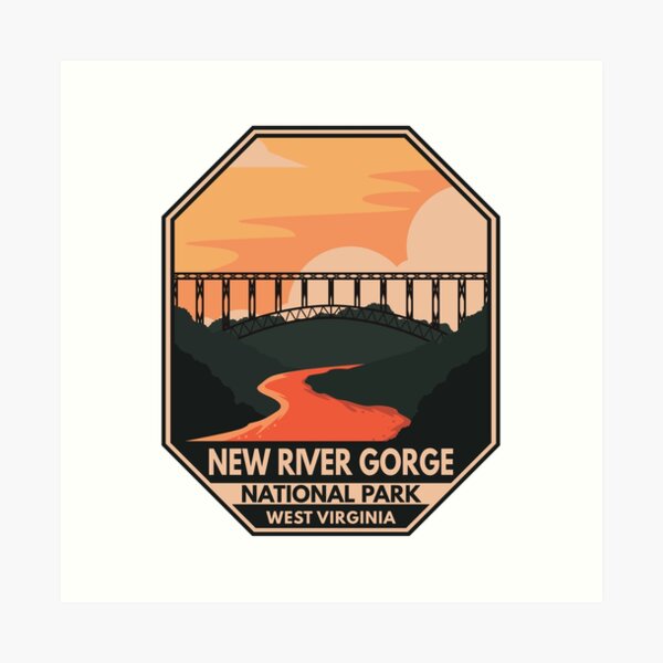 "New River Gorge National Park Minimal Retro Emblem" Art Print for Sale ...