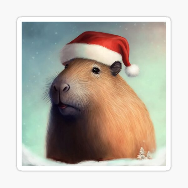 "Christmas Capybara in the Snow" Sticker for Sale by CapybaraCentral ...