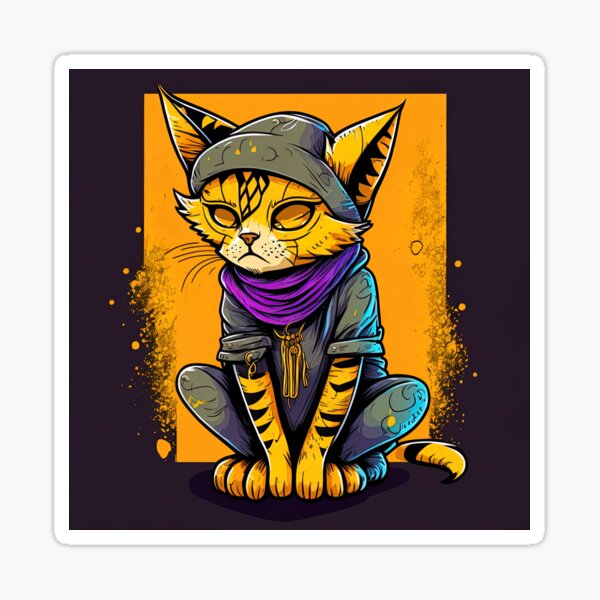 "Sad Cat in Grunge" Sticker for Sale by GalleryHeart | Redbubble