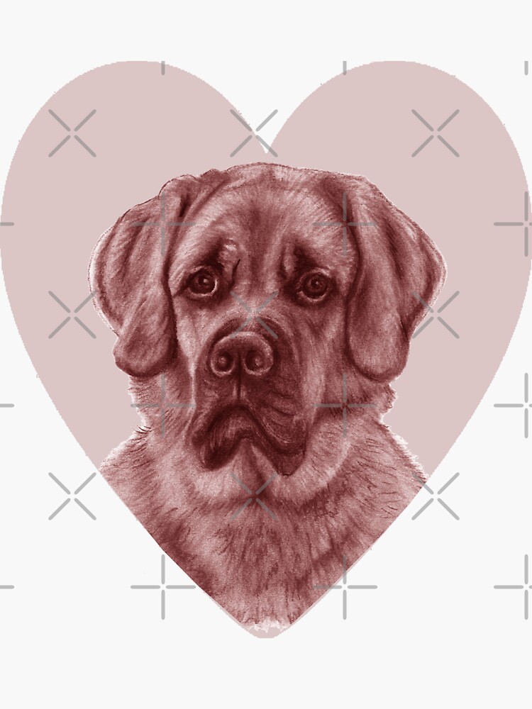 "Big ginger dog on heart background - red colorized version" Sticker ...