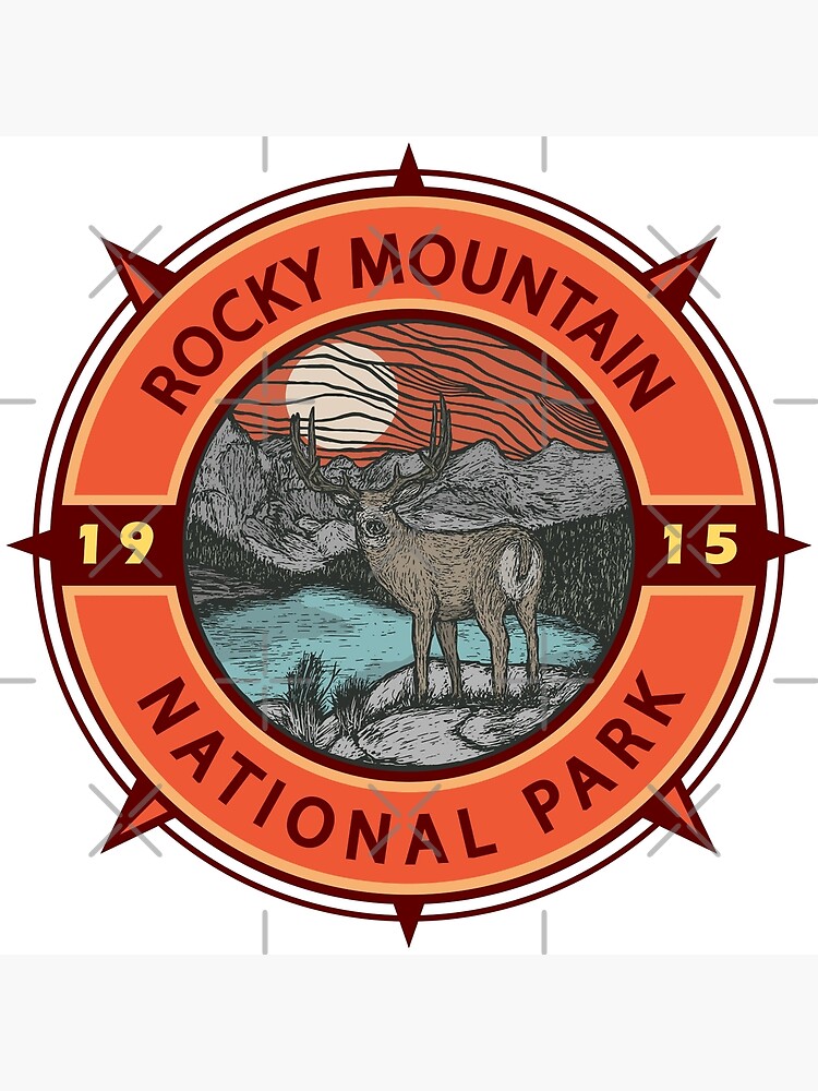 "Rocky Mountain National Park Elk Retro Compass Emblem" Poster for Sale ...
