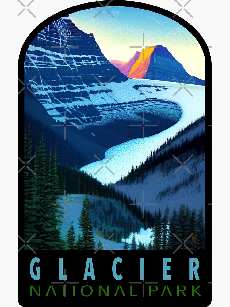 "Glacier National Park Montana" Sticker for Sale by CattlettArt | Redbubble