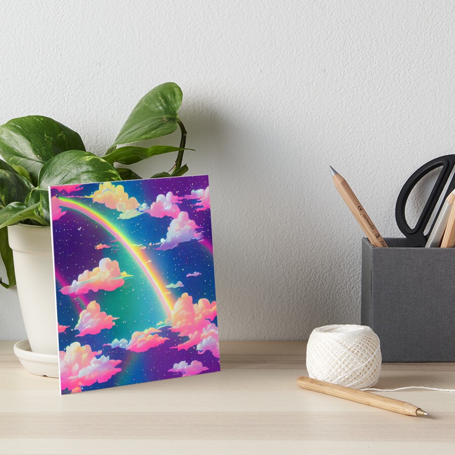 "Lisa Frank Inspired rainbows, Stars And Clouds" Art Board Print for ...