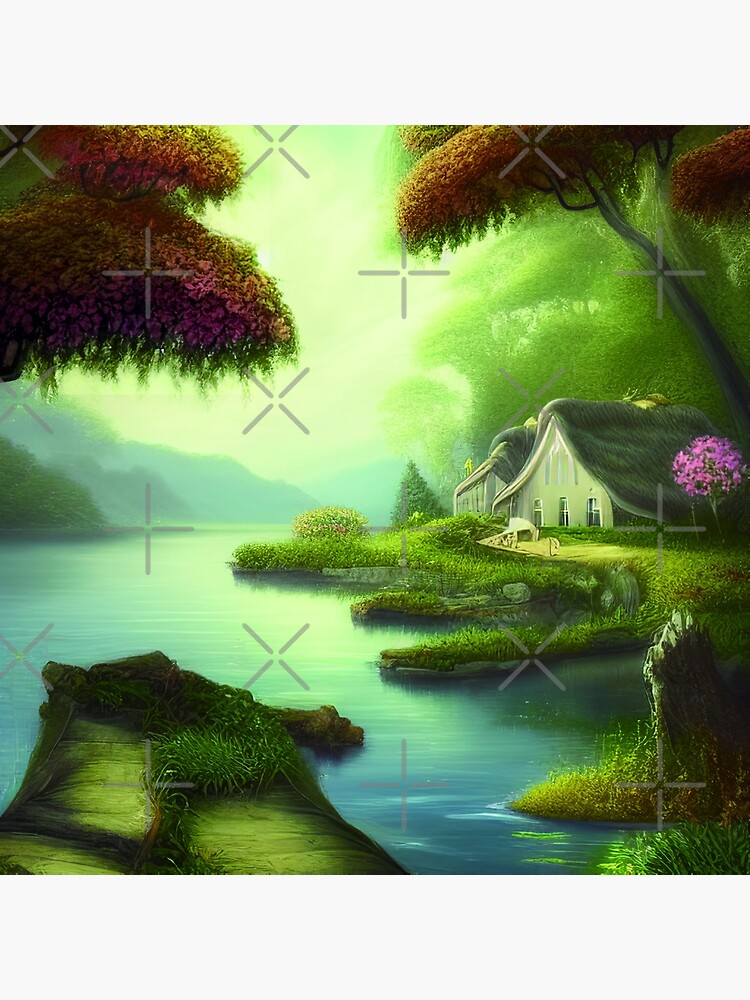 "Fantasy House In a Greenery Scene, Fantasy Cottagecore" Poster for ...