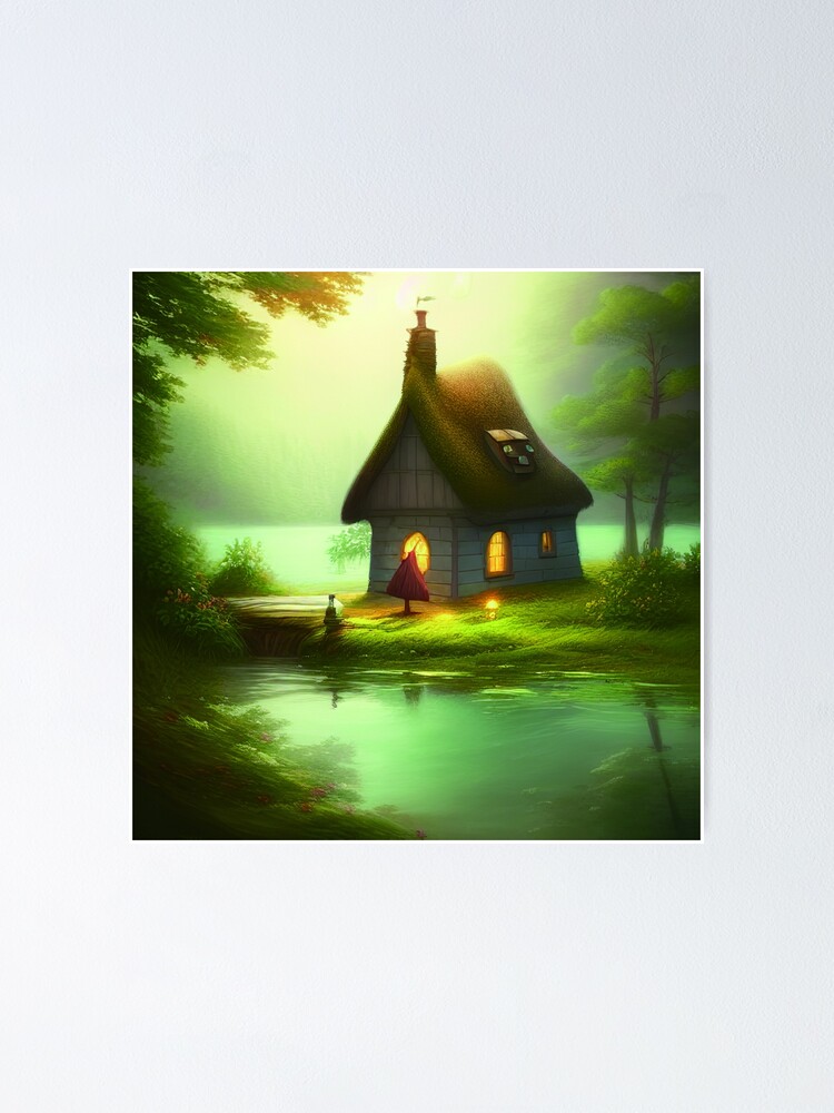 "Fantasy House In a Greenery Scene, Fantasy Cottagecore" Poster for ...