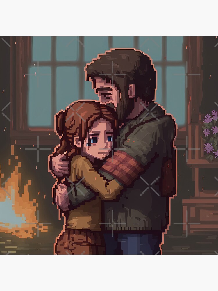 "Joel and Ellie - Pixel hug" Sticker for Sale by Arju-Sirius | Redbubble