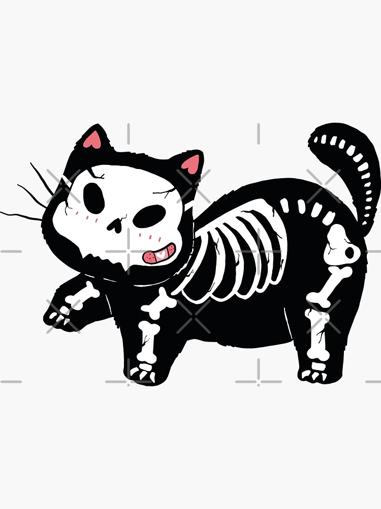"Skeleton Cute Funny Cat" Sticker for Sale by GoKuCreative | Redbubble