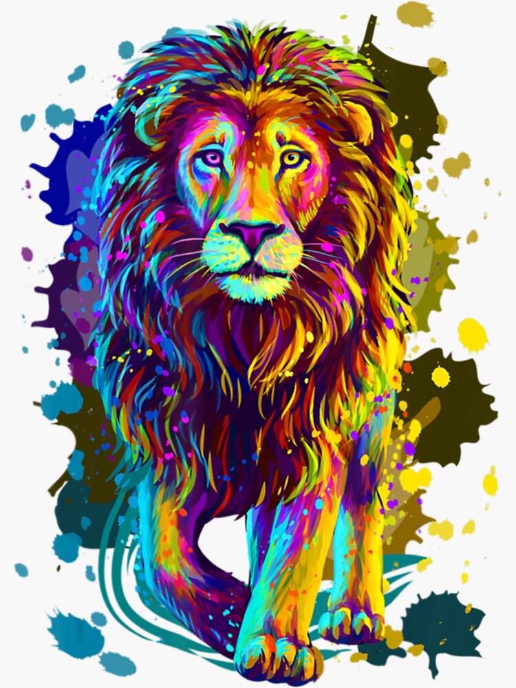 Pegatina «Cool Colorful Wild Lion Elegante diseño gráfico de león» de ...