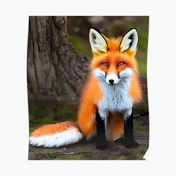 "Cute red fox art" Poster for Sale by CorneliusDesign | Redbubble