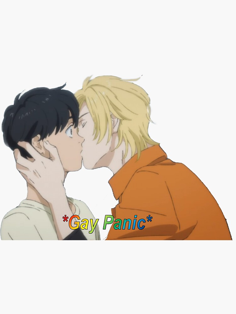 "Banana Fish Eiji Okumura and Ash Lynx Gay Panic " Sticker for Sale by gkgriego | Redbubble