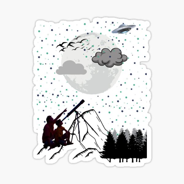 "Looking at the moon on a starry night" Sticker for Sale by ...