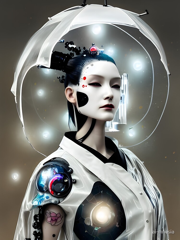 "Japanese Geisha Cyborg with kimono - modern cyberpunk digital art ...