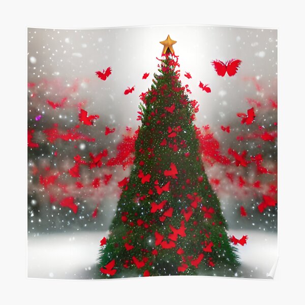 "Butterfly Christmas Tree Fantasy Art" Poster for Sale by ...