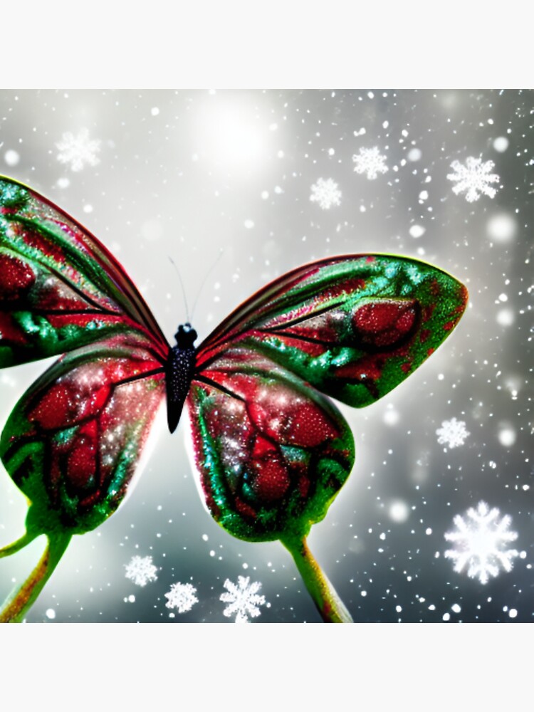 "Christmas Butterfly Fantasy Art" Sticker for Sale by FantastiqueArt ...