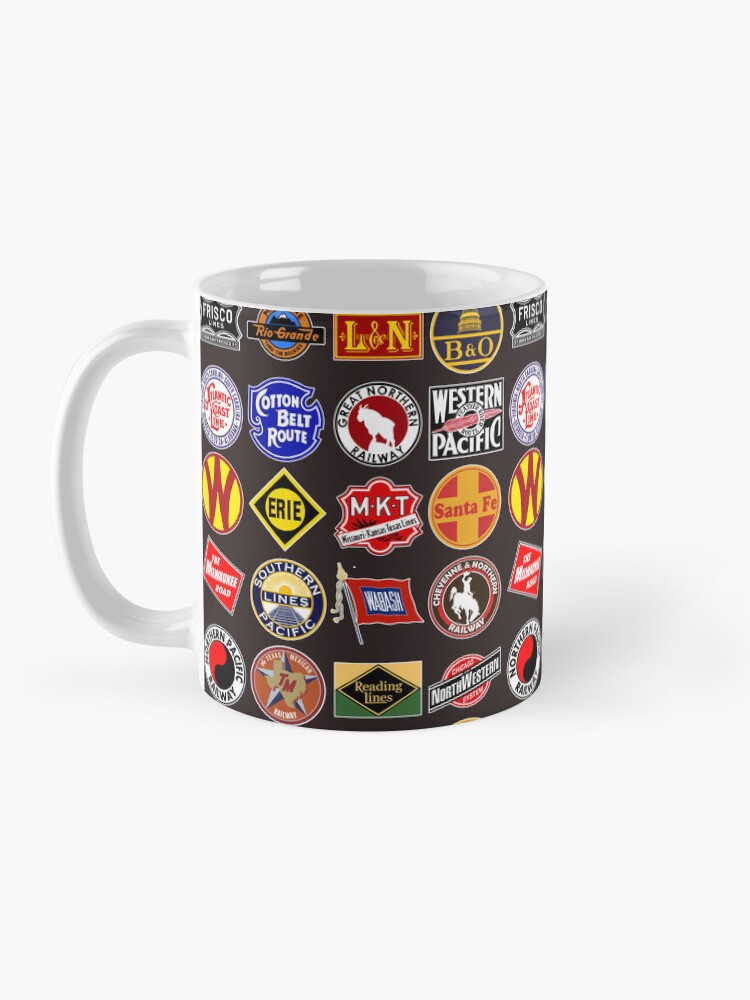 "Vintage defunct Railroad Railway logos - Trains hobby" Coffee Mug for ...