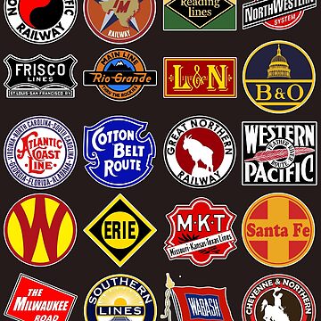 "Vintage defunct Railroad Railway logos - Trains hobby" Sticker for ...
