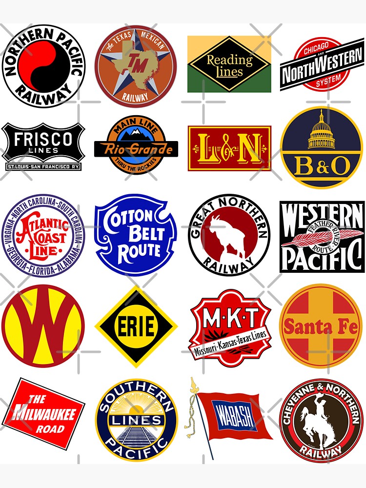 "Vintage defunct Railroad Railway logos - Trains hobby" Magnet for Sale ...
