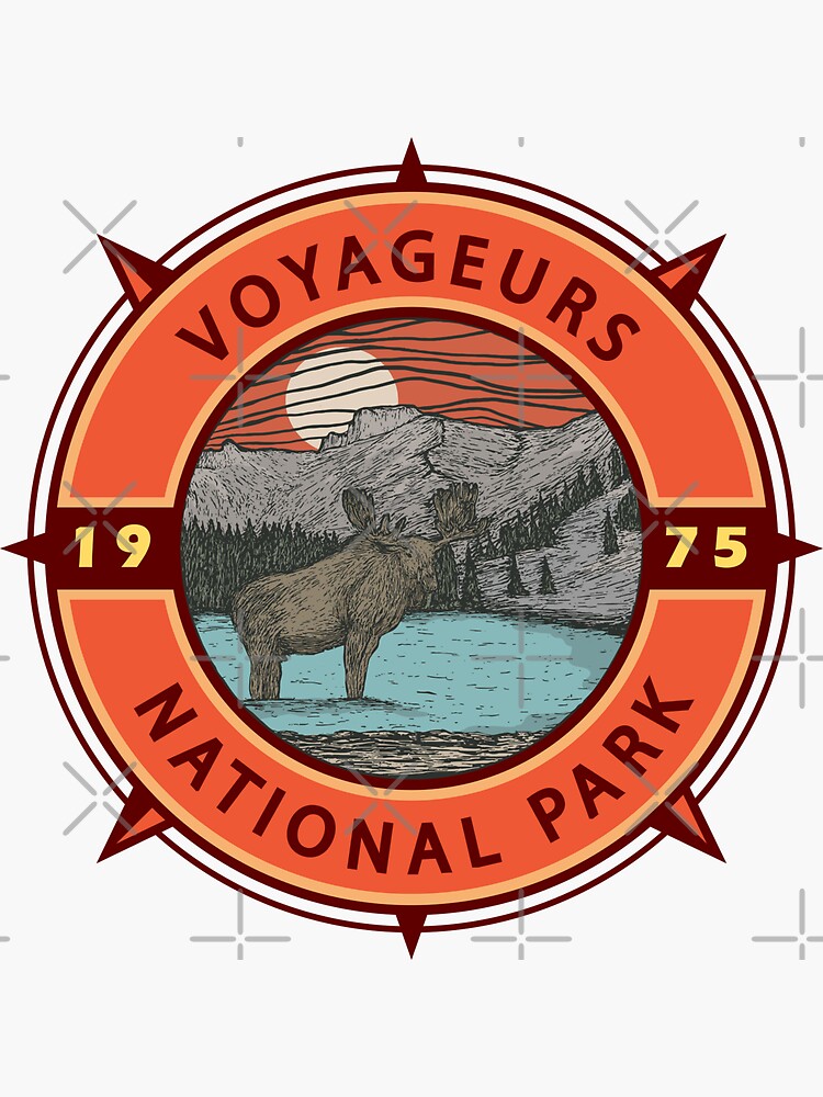 "Voyageurs National Park Moose Retro Compass Emblem" Sticker for Sale by KrisSidDesigns | Redbubble