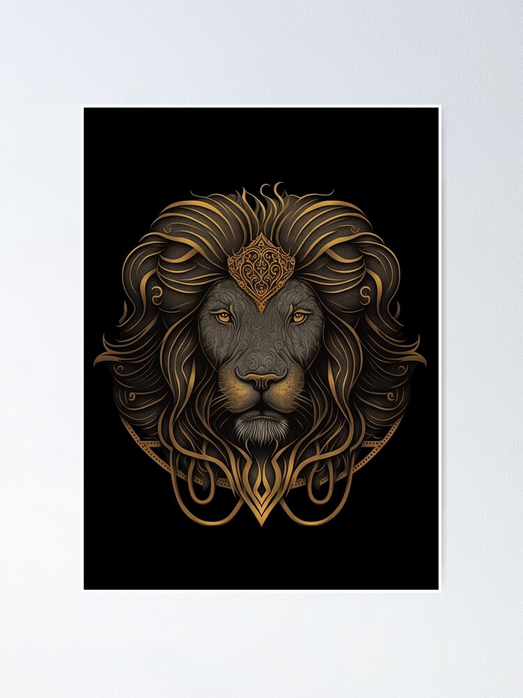 "Golden line lion graphic" Poster for Sale by lifewind | Redbubble