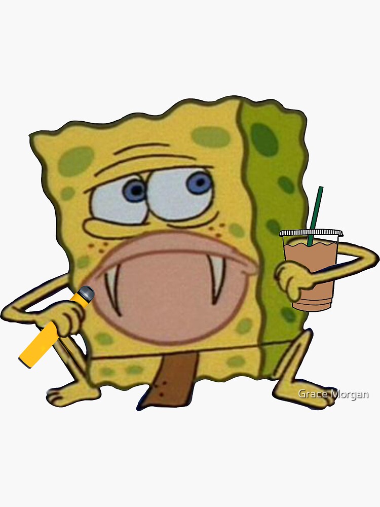 "Ice Coffee and Nic Primitive SpongeBob" Sticker for Sale by ...