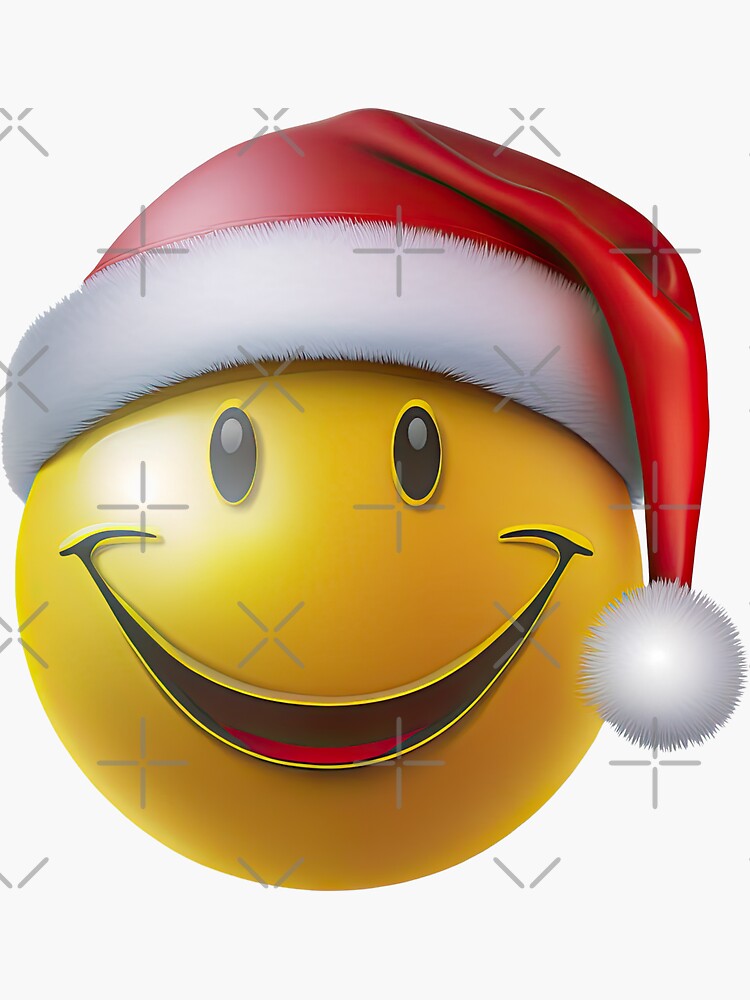 "Santa Smiley Face" Sticker for Sale by utwlabs | Redbubble