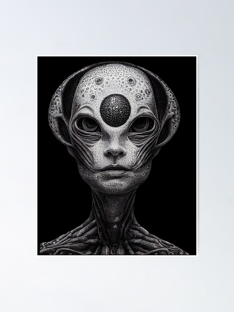 "ALIEN FACE Midjourney AI Artwork" Poster for Sale by davidjulie ...
