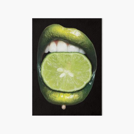 "Mouth dripping lime juice green lips eating Fruit 100% juice lime ...