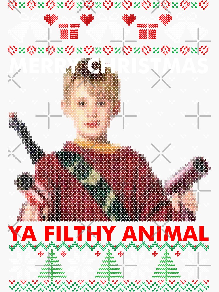 "kevin merry christmas ya filthy animal knitted" Sticker for Sale by ...