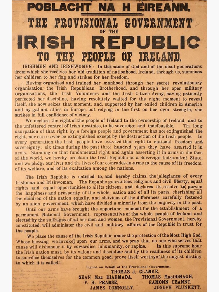 "1916 Proclamation of the Irish Republic " Sticker for Sale by ...