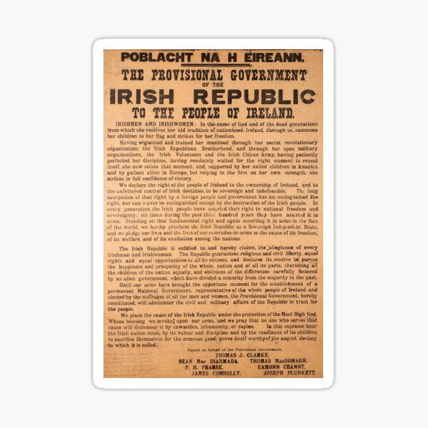 "1916 Proclamation of the Irish Republic " Sticker for Sale by ...
